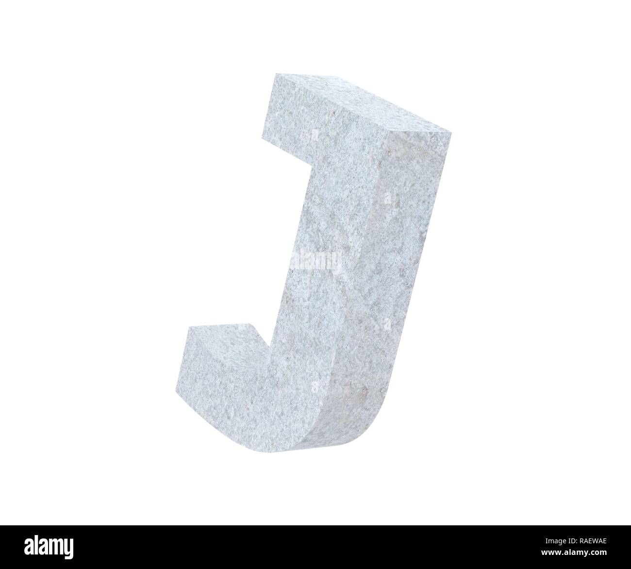 Concrete Capital Letter - J isolated on white background. 3D render ...