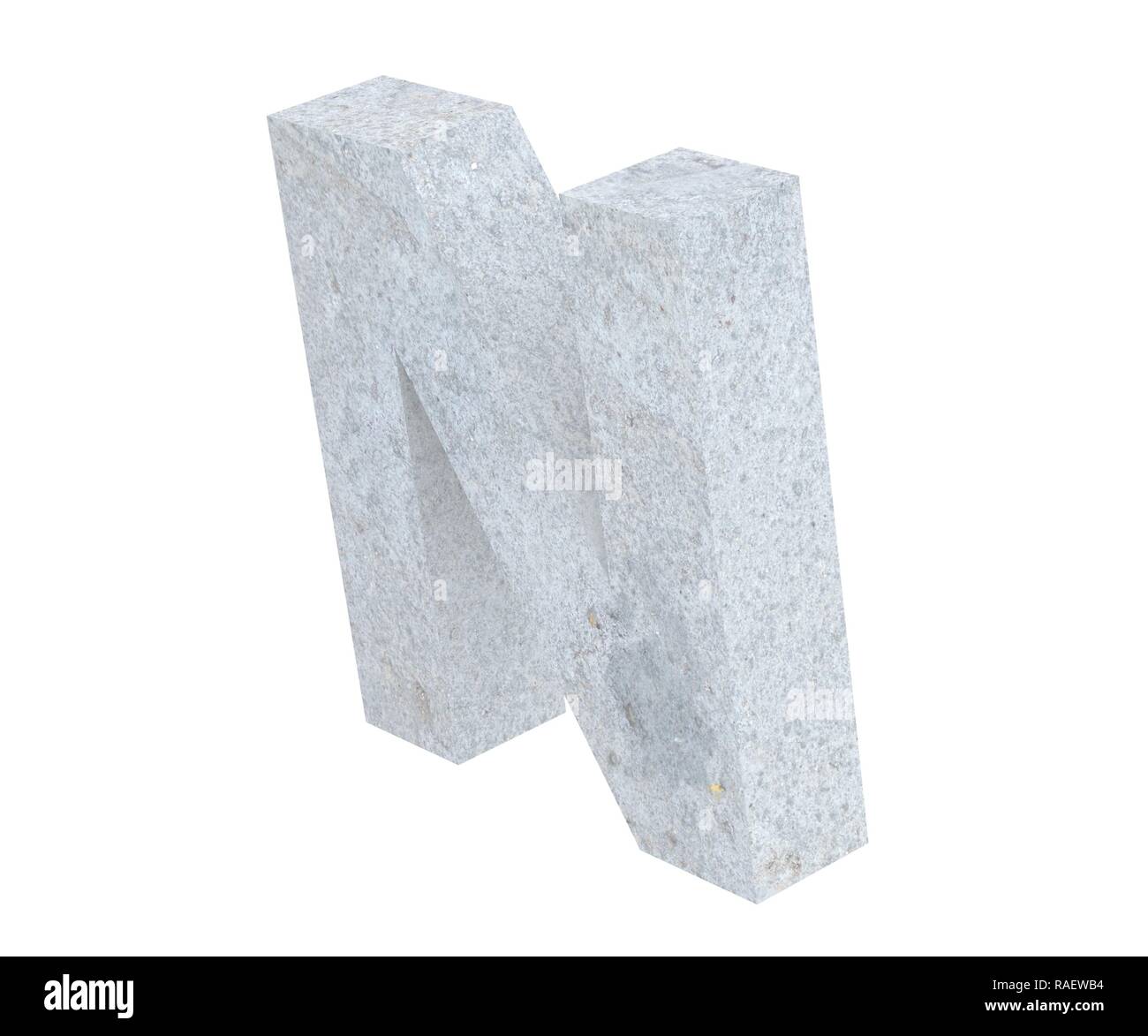 Concrete Capital Letter - N isolated on white background. 3D render ...