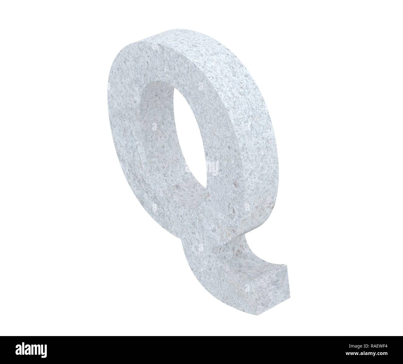 Concrete Capital Letter - Q isolated on white background. 3D render ...