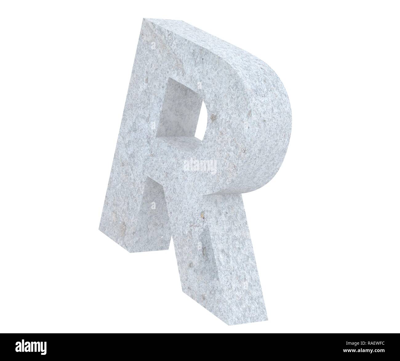 Concrete Capital Letter - R isolated on white background. 3D render ...