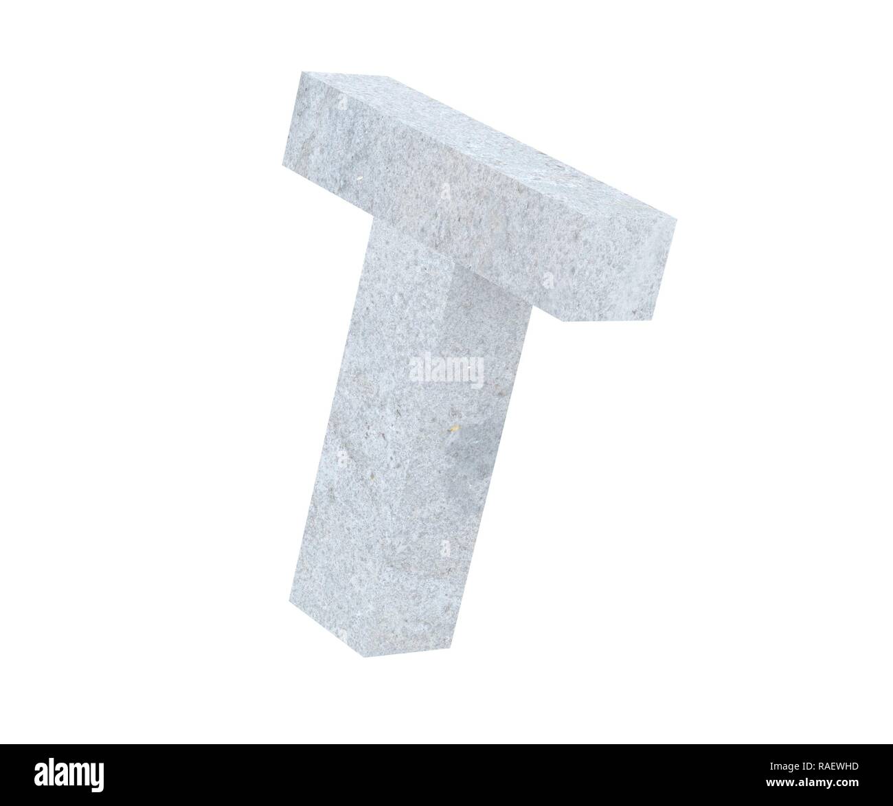 Concrete Capital Letter - T isolated on white background. 3D render ...
