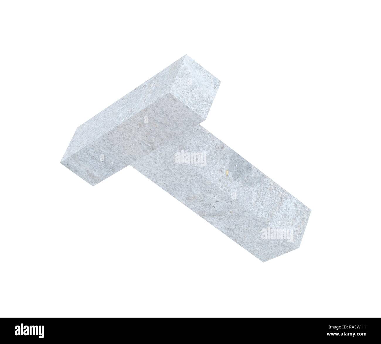 Concrete Capital Letter - T isolated on white background. 3D render ...