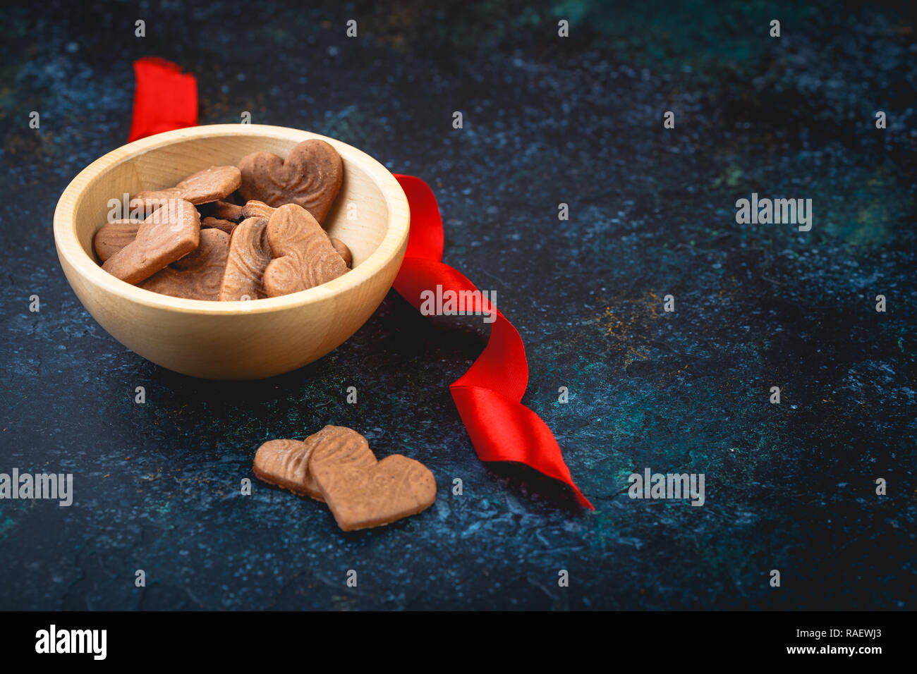 Stack of Ginger Heart shaped cookies for Valentine's Day with white-red ...