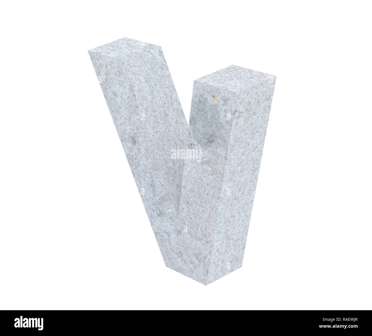 Concrete Capital Letter - V isolated on white background. 3D render ...