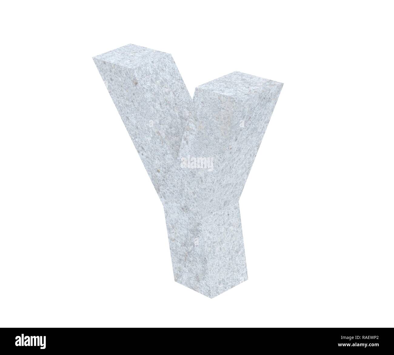 Concrete Capital Letter - Y isolated on white background. 3D render ...