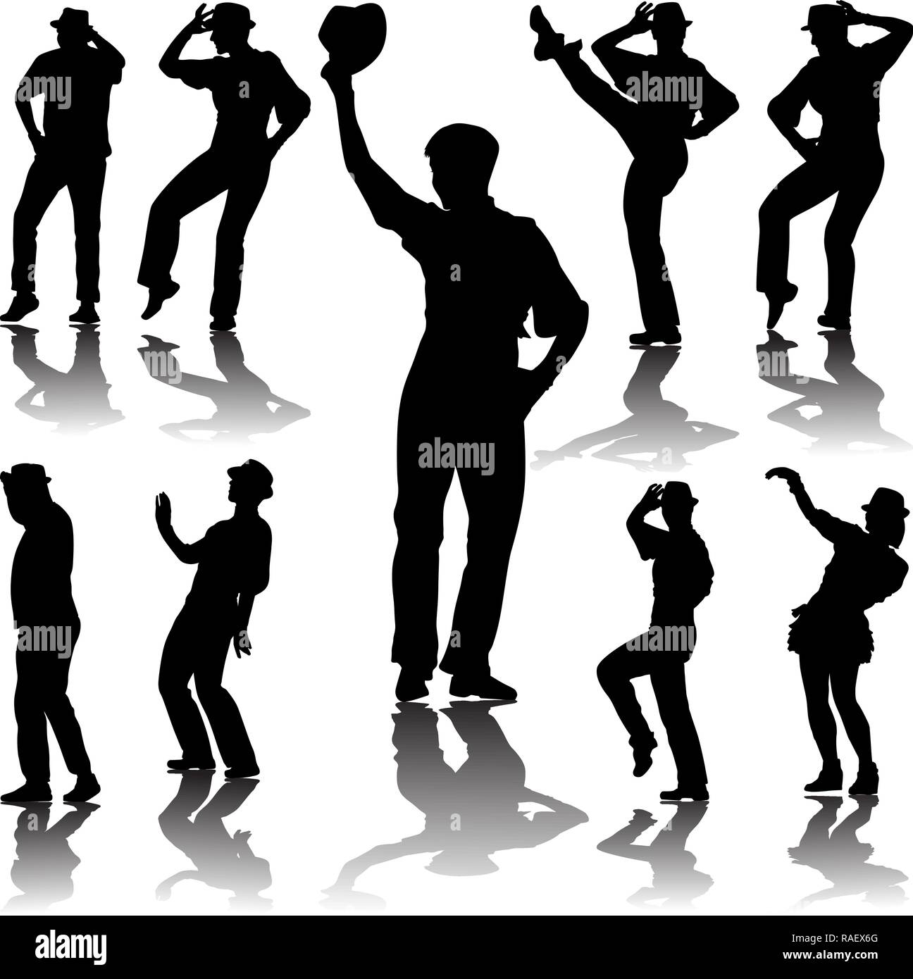 dance people dancing with hat in different poses silhouette vector ... dance people dancing with hat in different poses silhouette vector ...