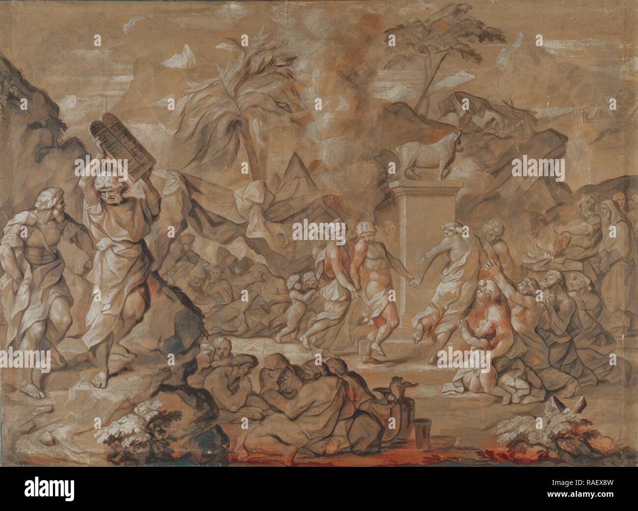 The Israelites Dancing around the Golden Calf, Sébastien Bourdon ...