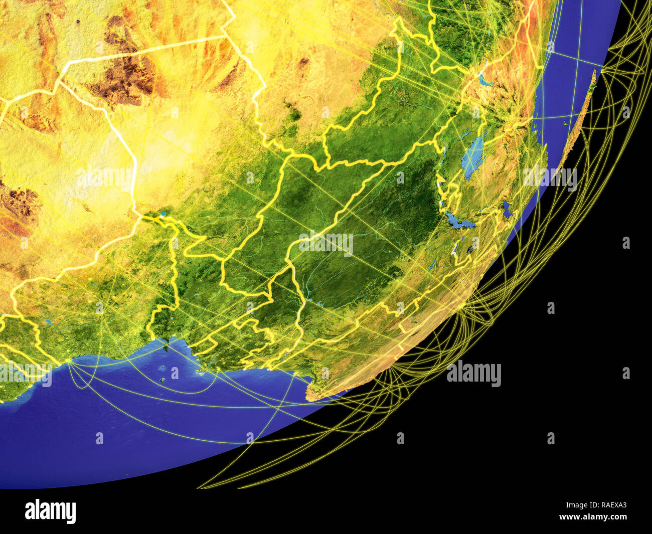 Central Africa from space on planet Earth with country borders and ...