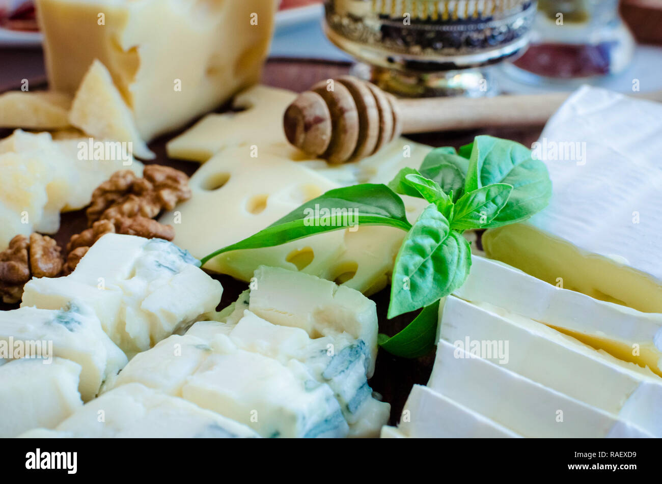 Cheese platter: Parmesan, cheddar, gouda, gorgonzola, brie and other ...