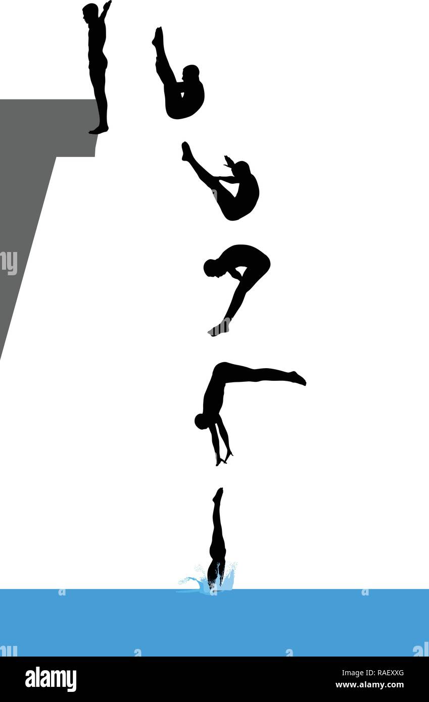 Acrobatic jump into water Stock Vector Images - Alamy