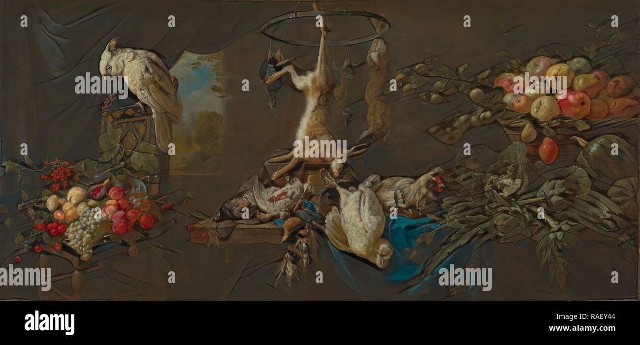 Still Life: Game, Vegetables, Fruit, Cockatoo, Adriaen van Utrecht ...