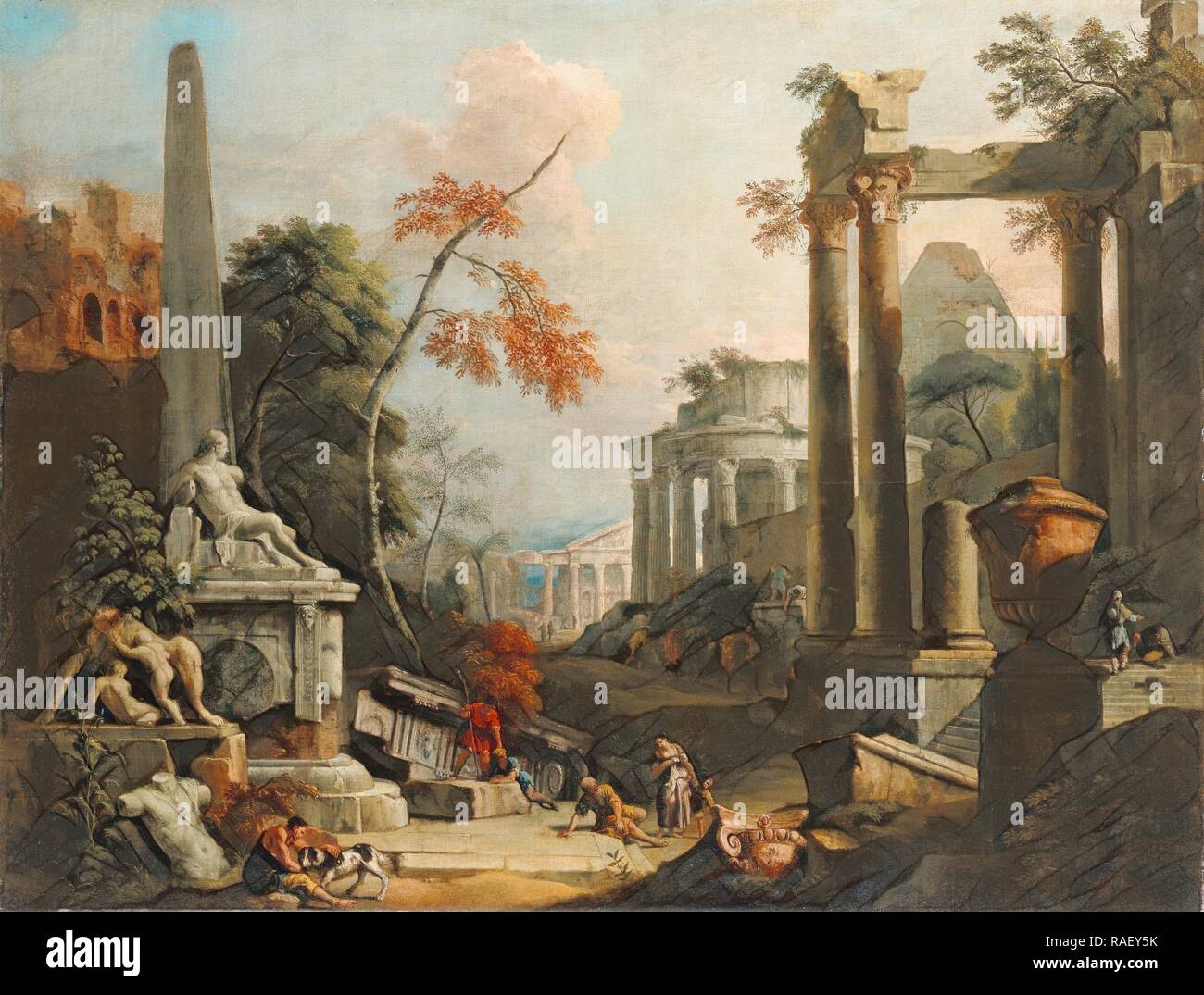 Landscape with Classical Ruins and Figures, Marco Ricci (Italian, 1676 ...
