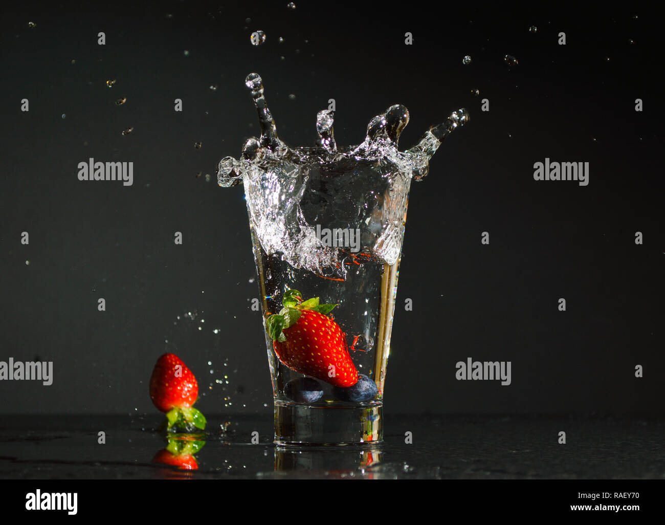 Strawberry Water Splash Stock Photo - Alamy