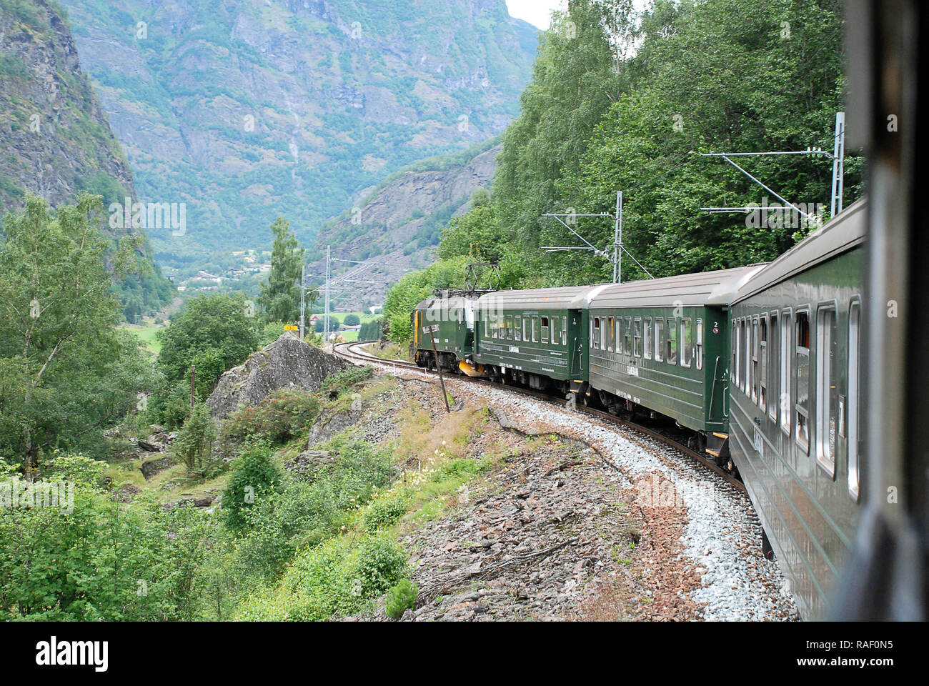 Train at famous Flam railway in Norway Stock Photo - Alamy