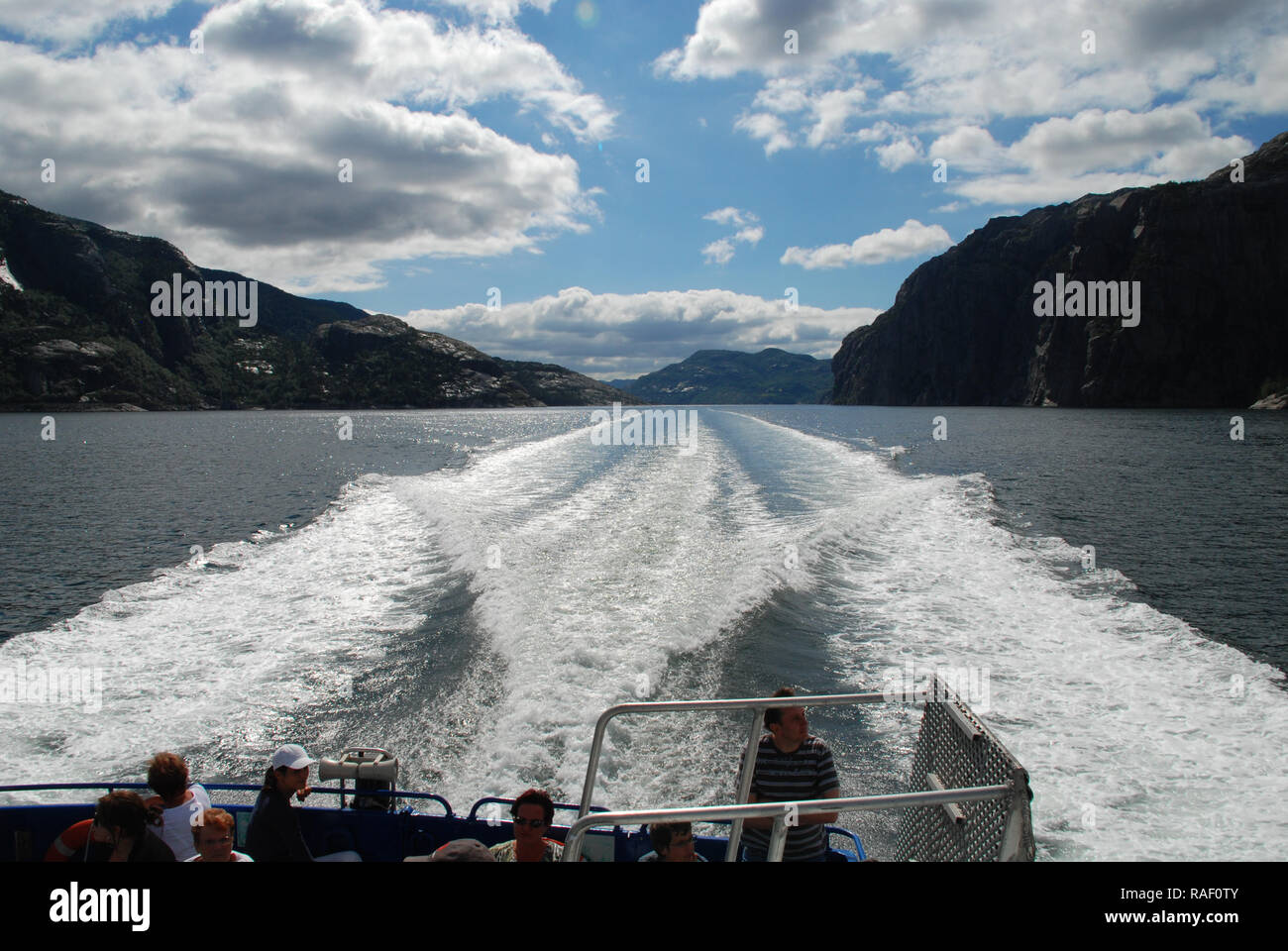 Boat trace in the Lysefjord, Norway Stock Photo - Alamy