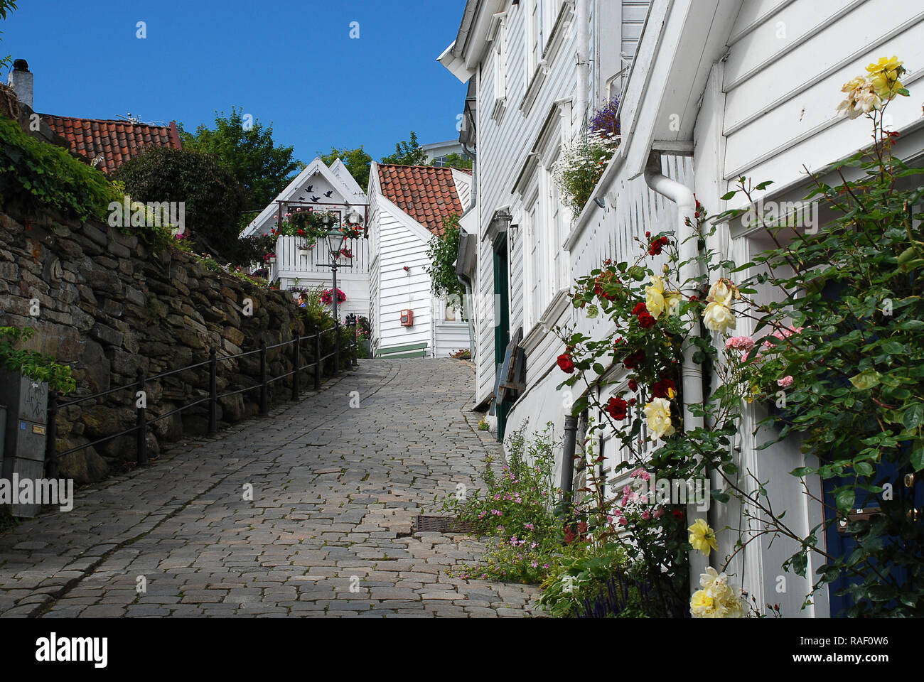 Typical houses in Old Stavanger (called "Gamle Stavanger"), Norway ...