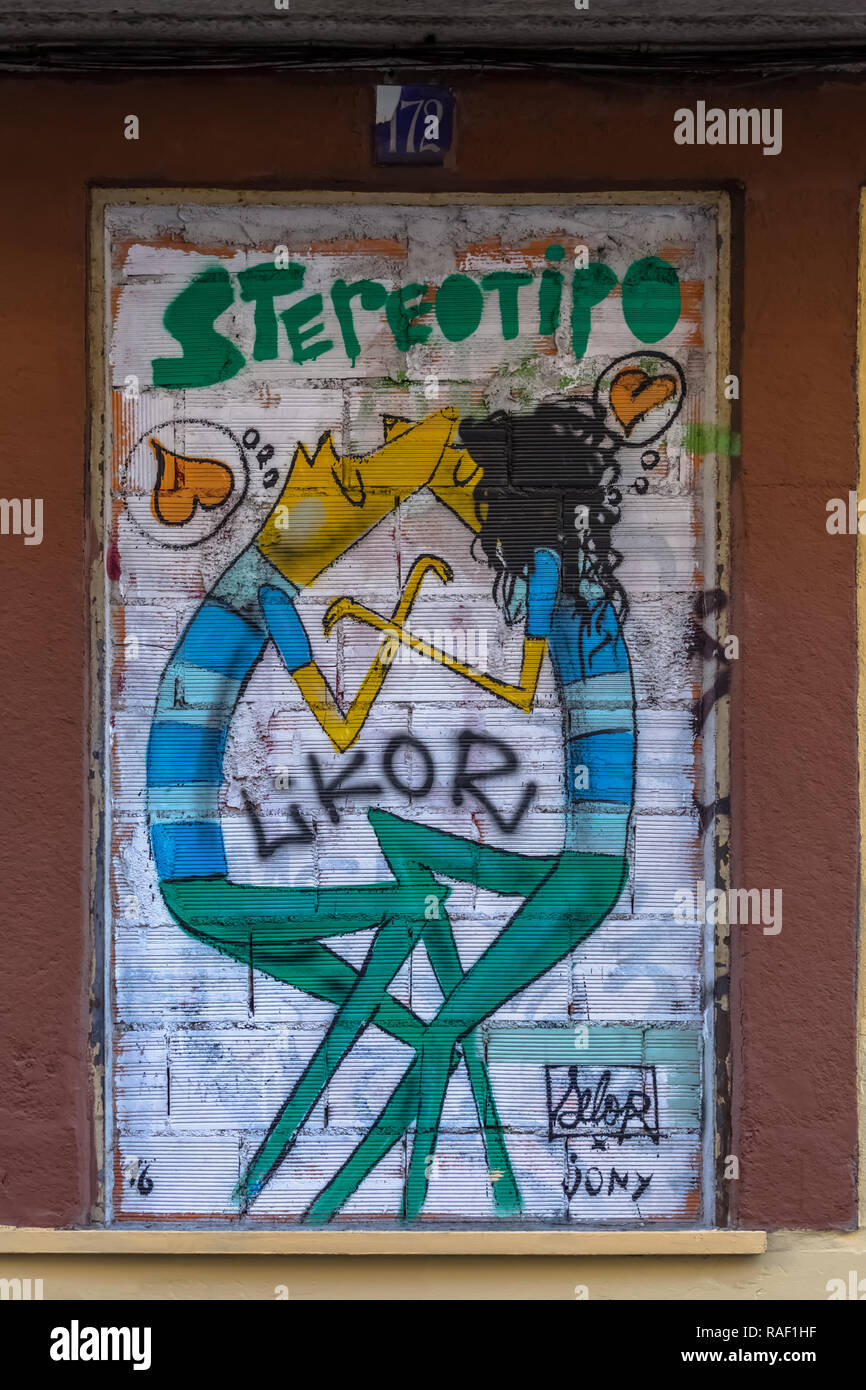 Porto / Portugal - 10/06/2018: View of a graffiti street art in the ...