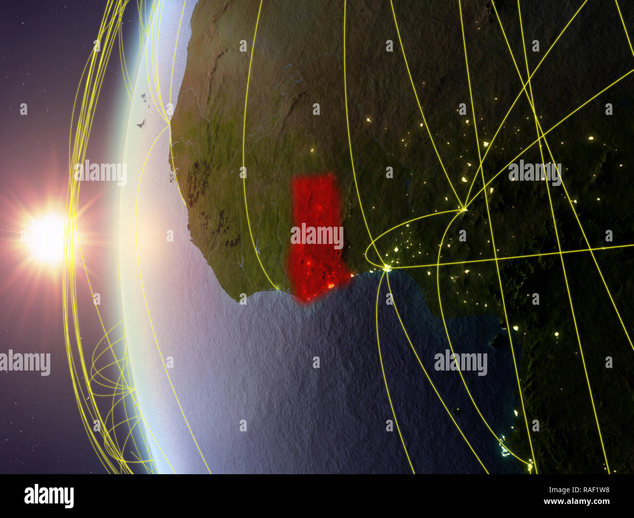 Ghana network map hi-res stock photography and images - Alamy