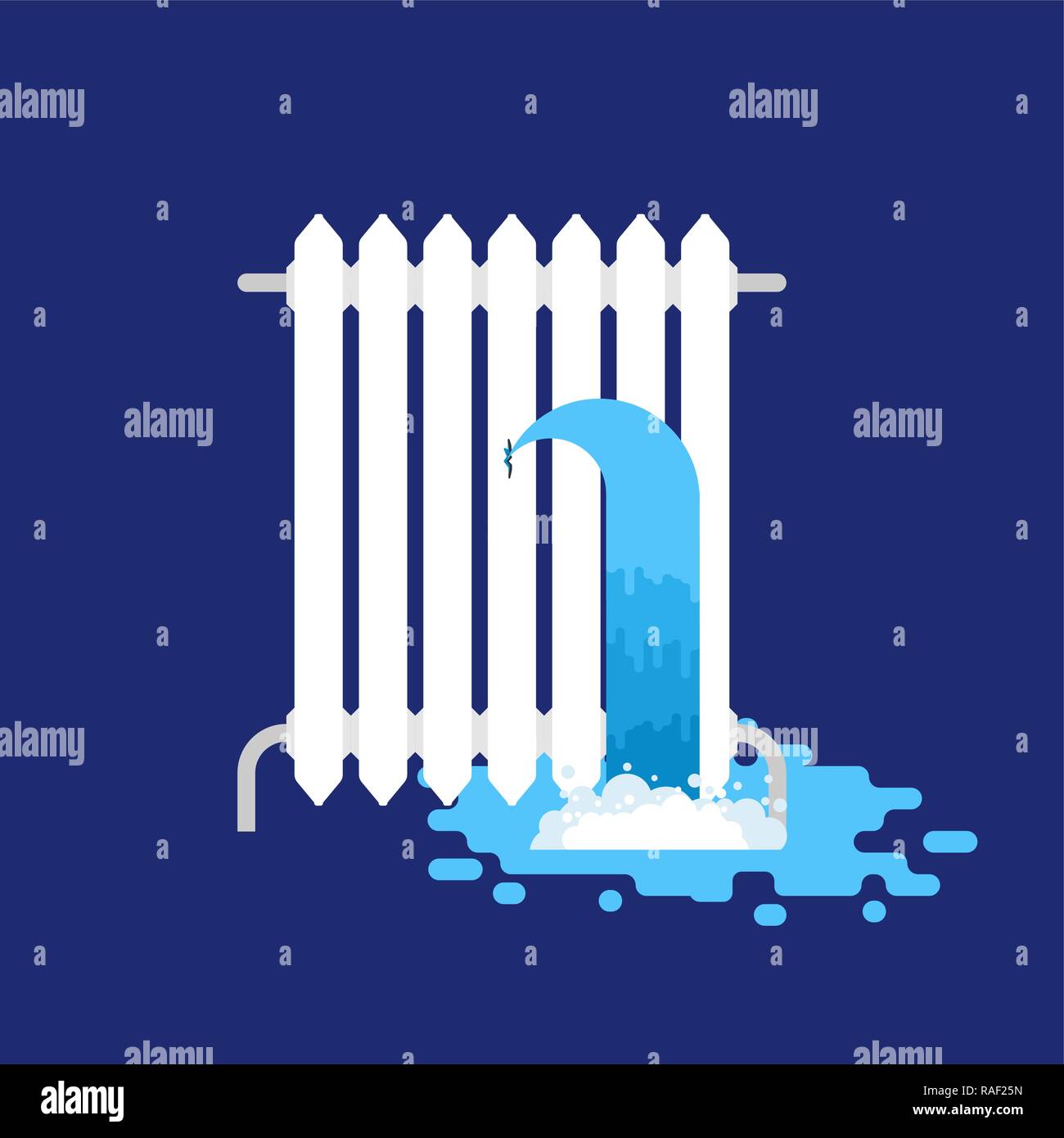 Radiator water leakage. water leak. Broken radiator Stock Vector Image ...