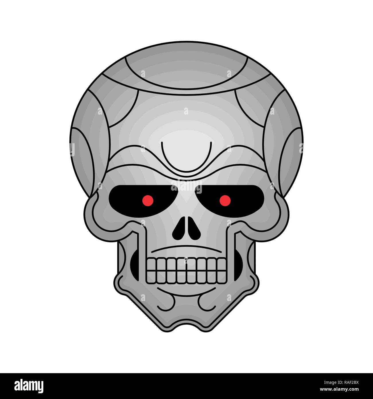 Metal skull isolated. Iron head skeleton. Vector illustration Stock ...