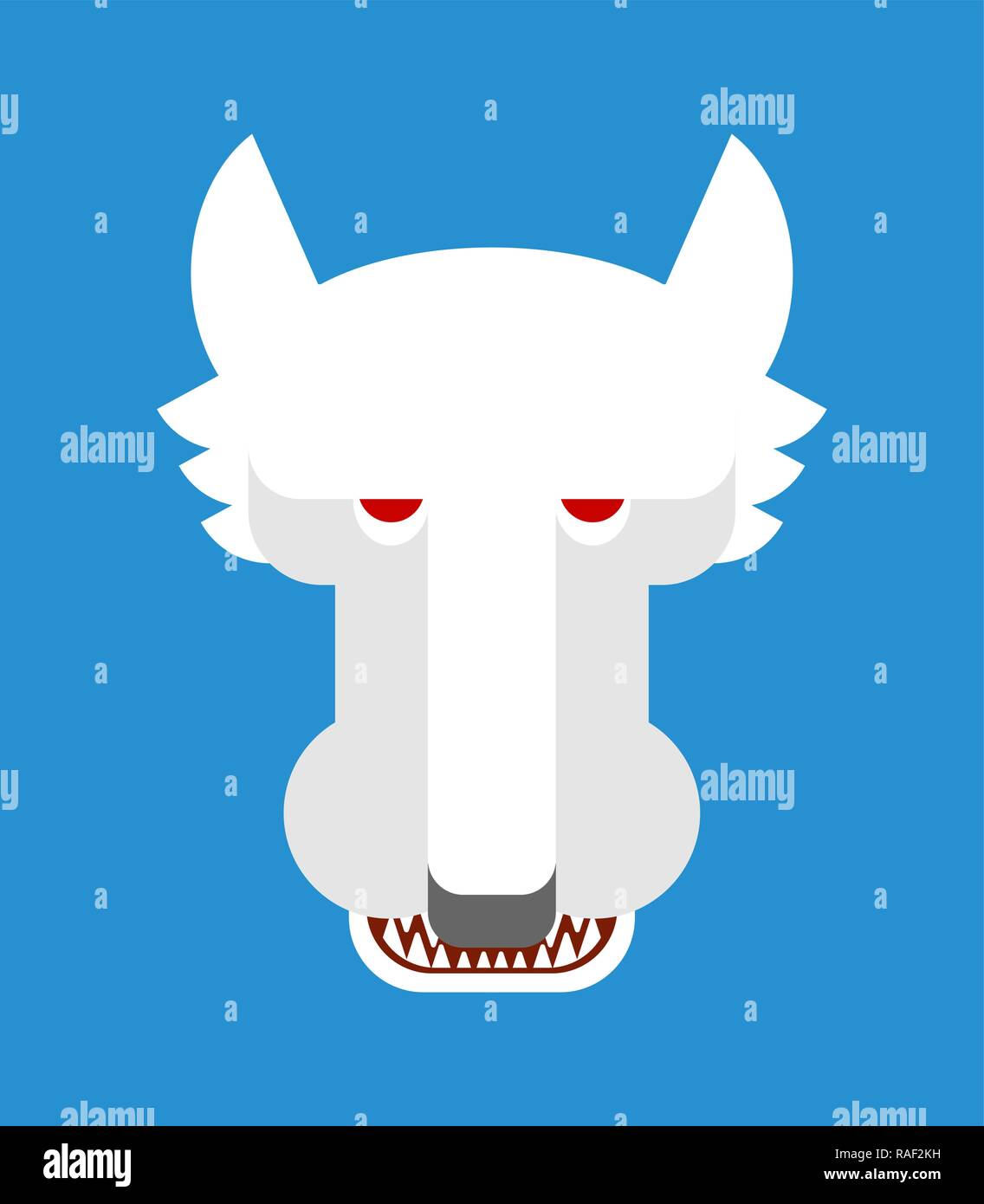 White Wolf face isolated. Snow Predator beast muzzle head vector ...