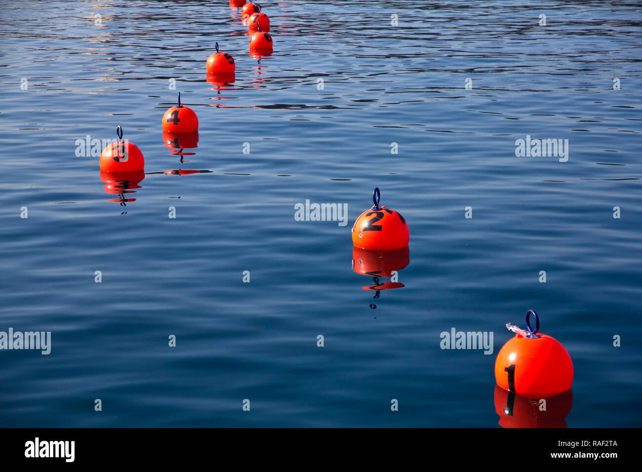 Red buoy on the sea for the a boat race event Stock Photo - Alamy