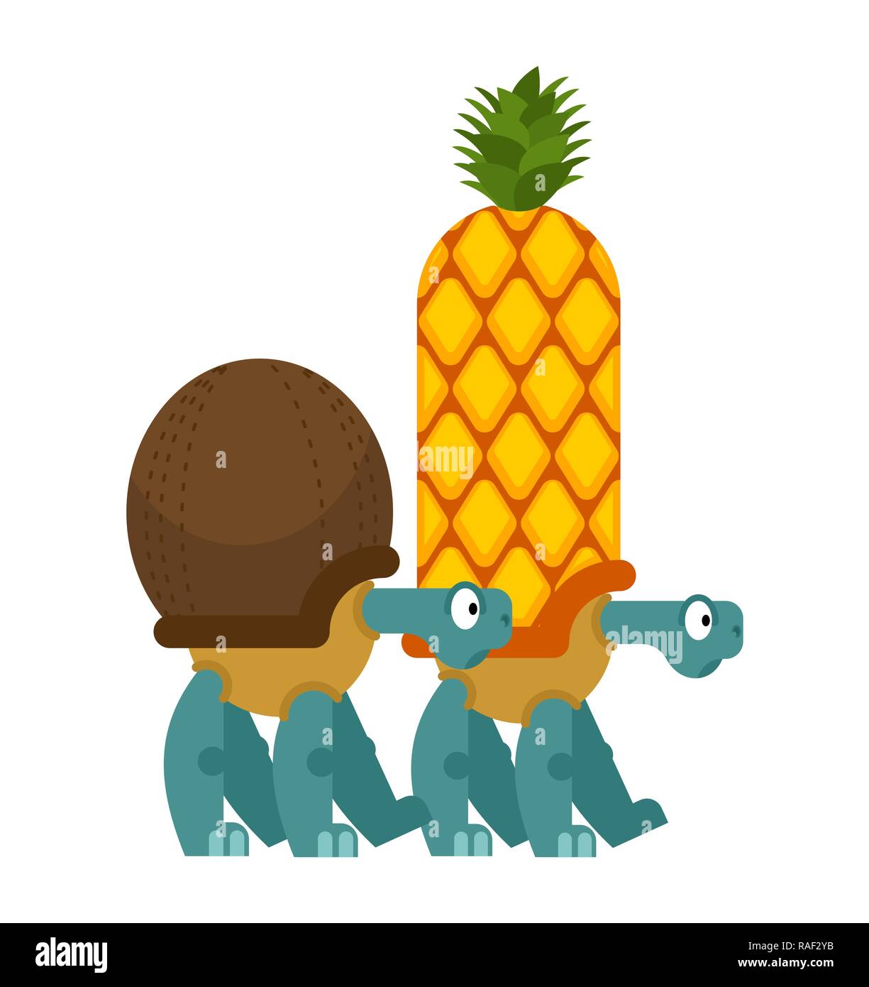 Turtle Pineapple and Coconut. tortoiseshell in shape of coco. tropical ...