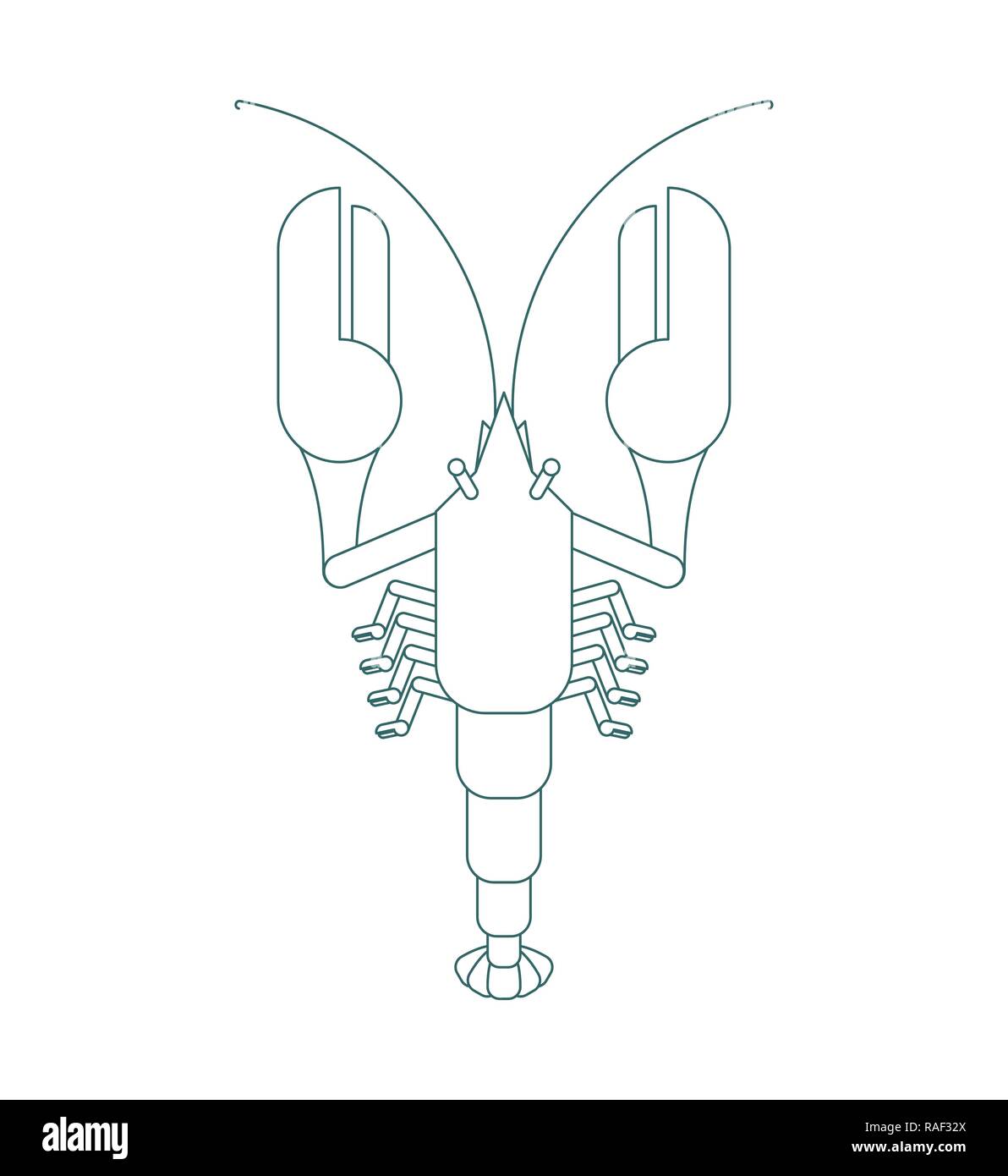 Crayfish outline Linear style isolated. Marine crustacean Delicacy ...