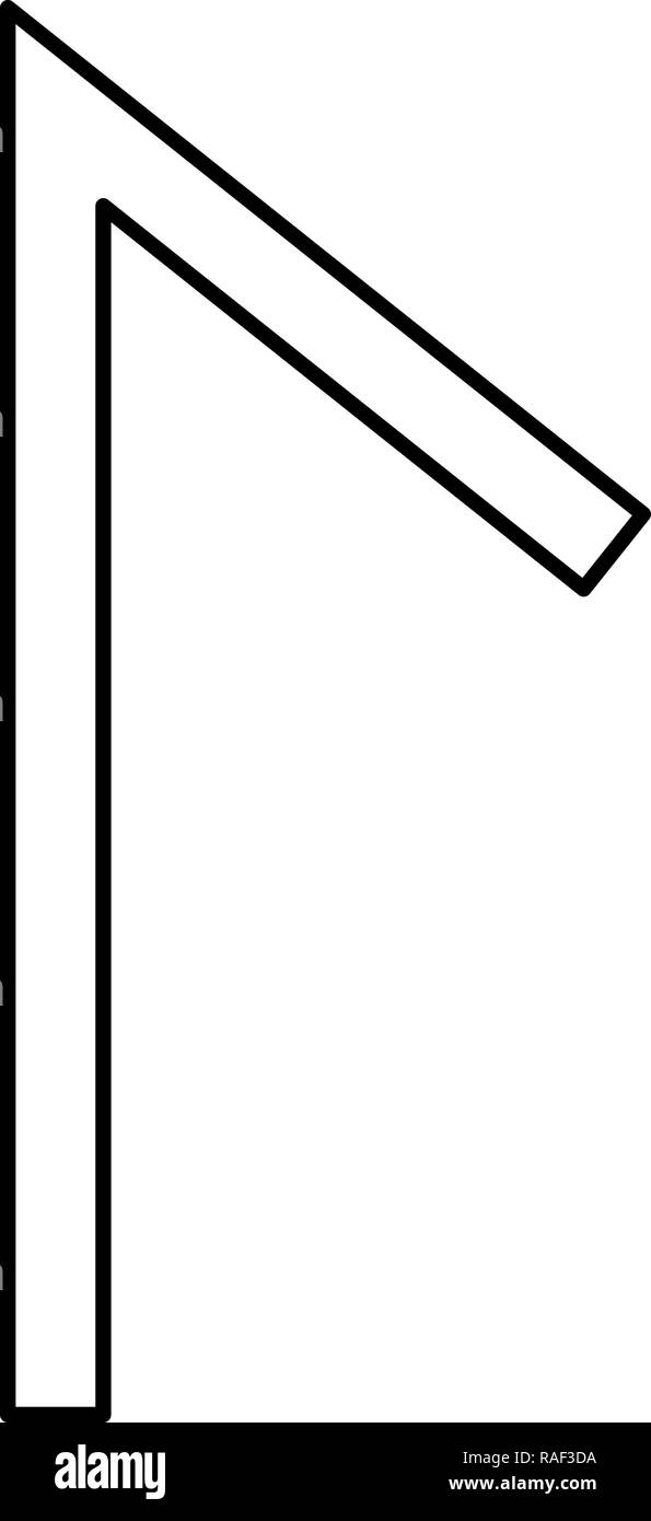 Lagu rune Laguz lake lagoon symbol icon black color vector I flat style ...