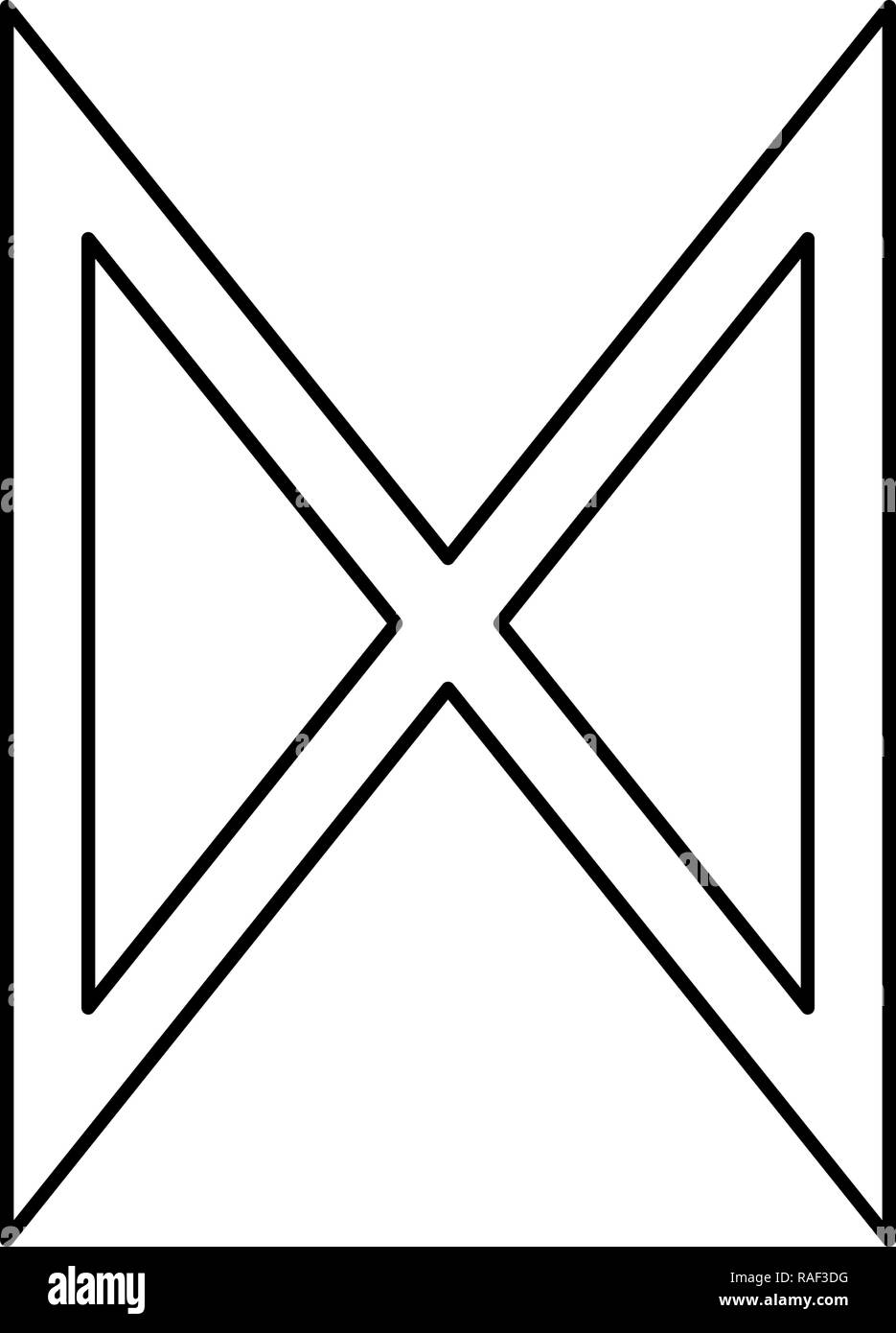 Dagaz rune dawn day symbol icon black color vector I flat style simple ...