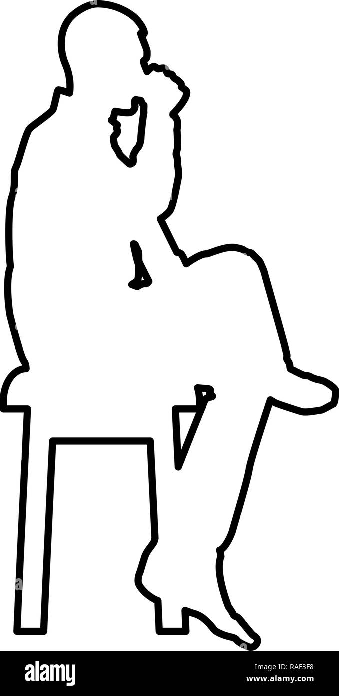 Man drinking from mug sitting on stool with crossed leg Concept relax ...