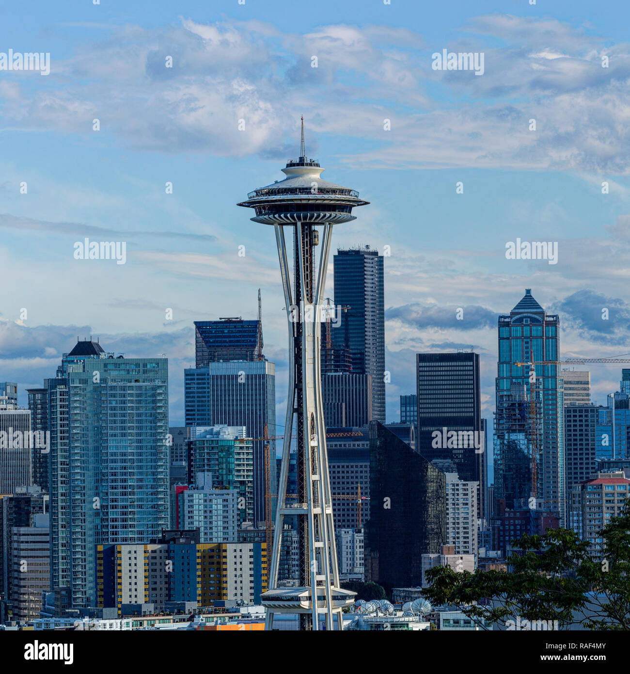 Seattle Washington USA. Skyline of the city of Seattle with the space ...