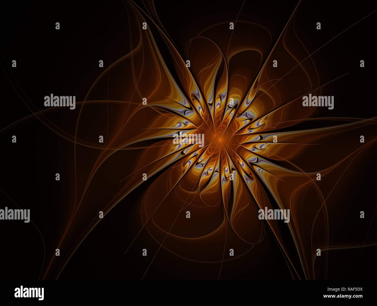 Fiery fractal flower digital artwork. Computer generated graphics ...