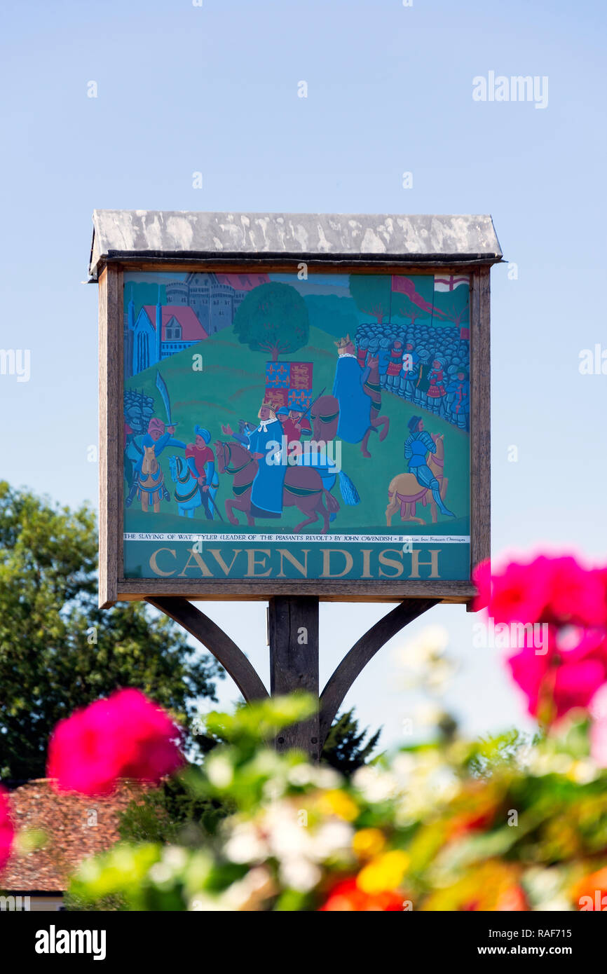 Village sign, The Green, Cavendish, Suffolk, England, United Kingdom ...