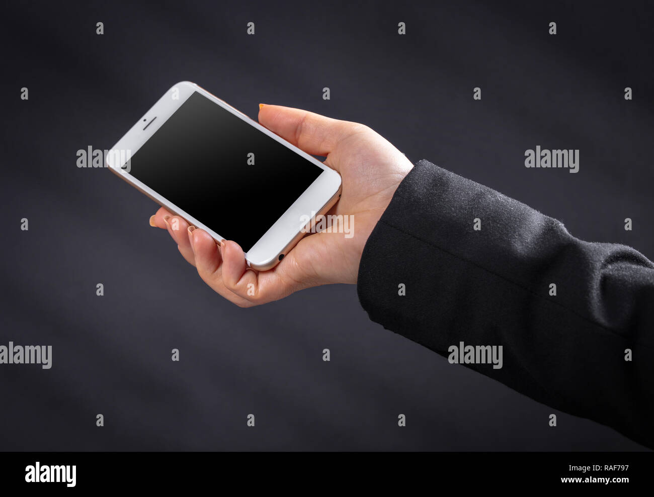 Female hand holding iphone hi-res stock photography and images - Alamy