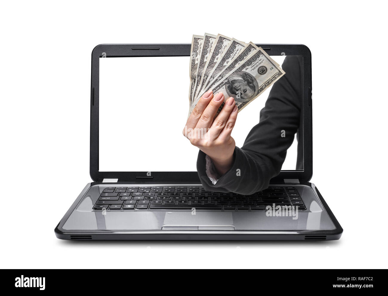 Hand coming computer monitor hi-res stock photography and images - Alamy