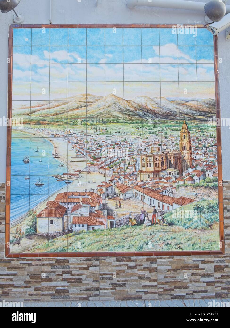 Ceramic tile mural of Málaga, Andalusia, Spain Stock Photo - Alamy