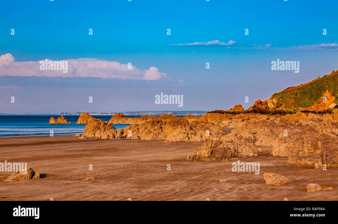Wild rocky beach in Brittany on Armor Coastline Stock Photo - Alamy