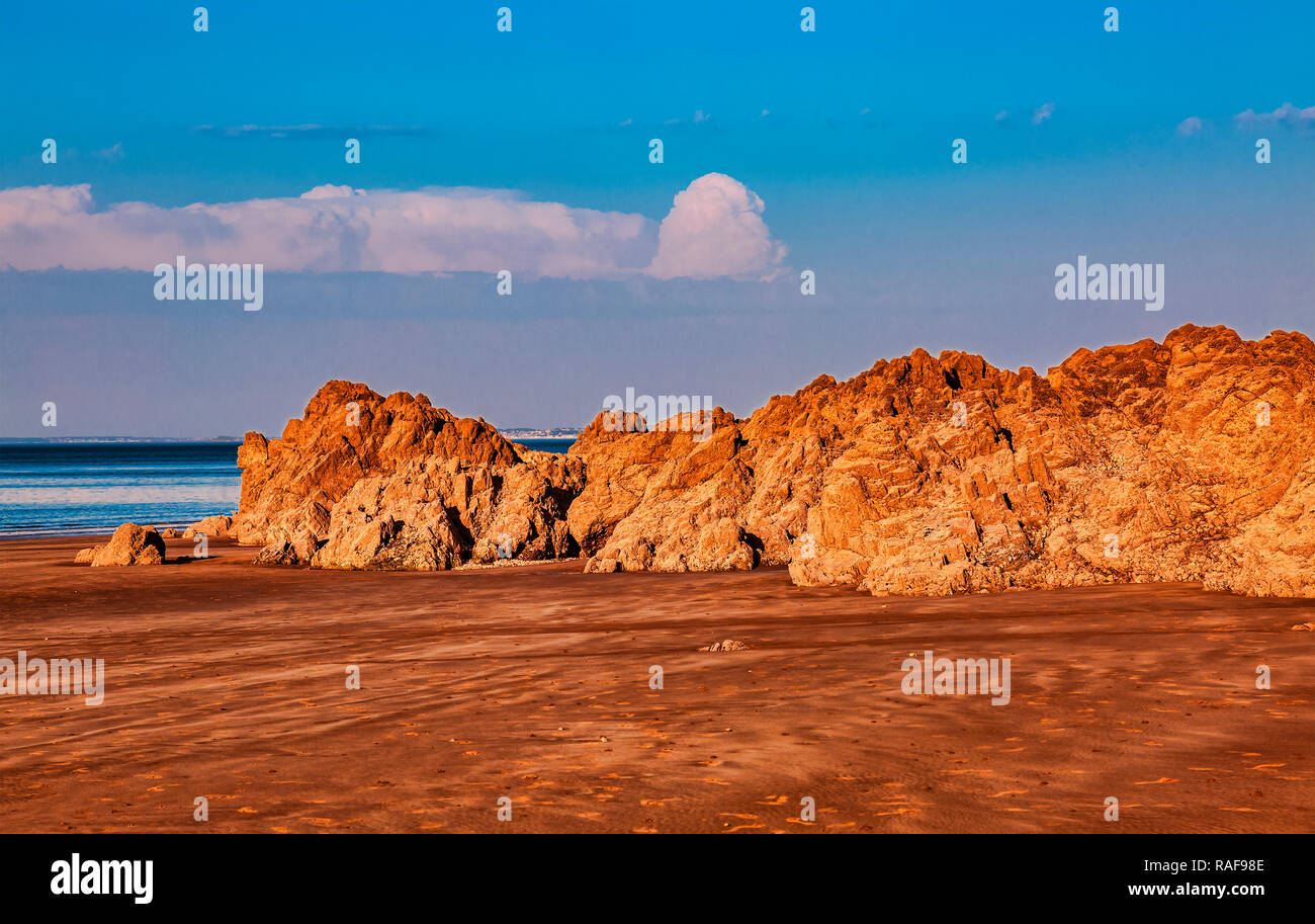 Wild rocky beach in Brittany on Armor Coastline Stock Photo - Alamy