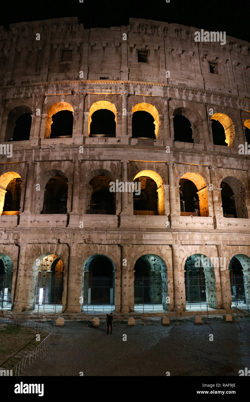 Colosseum at Night in Rome City, Italy Stock Photo - Alamy