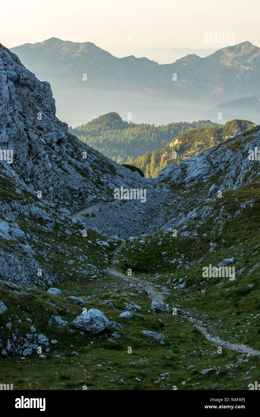 mountain path early in the morning Stock Photo - Alamy