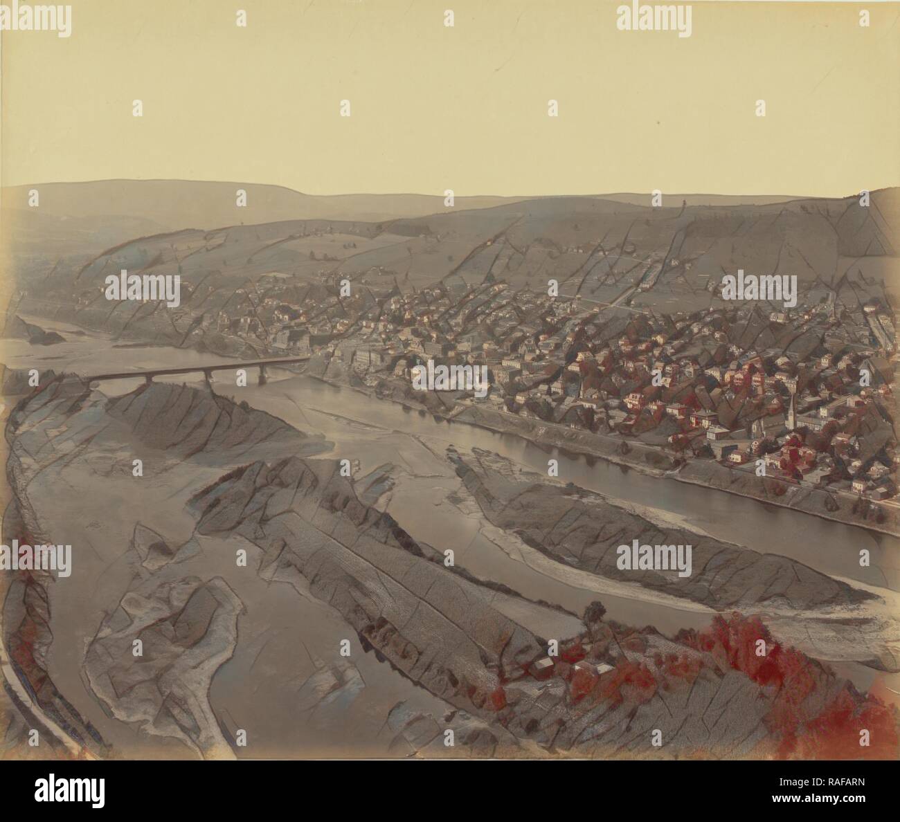 Aerial view of a town, William H. Rau (American, 1855 - 1920), 1899 ...