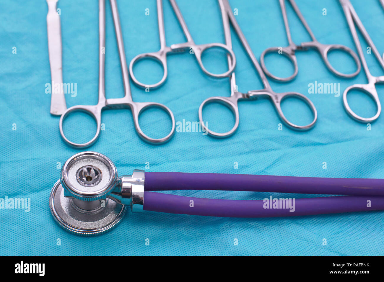 surgical tools on the table before the operation Stock Photo - Alamy
