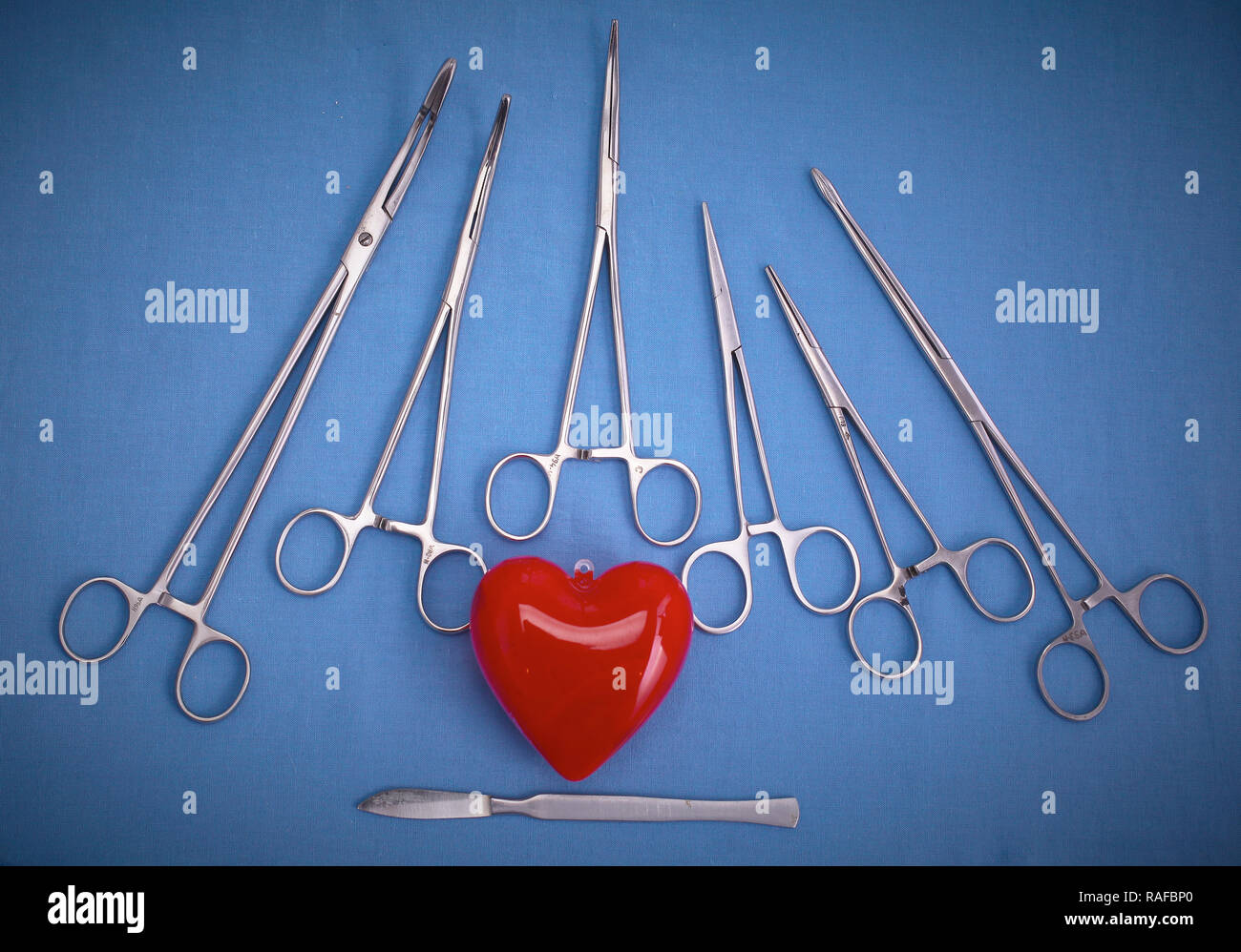 surgical tools on the table before the operation Stock Photo - Alamy