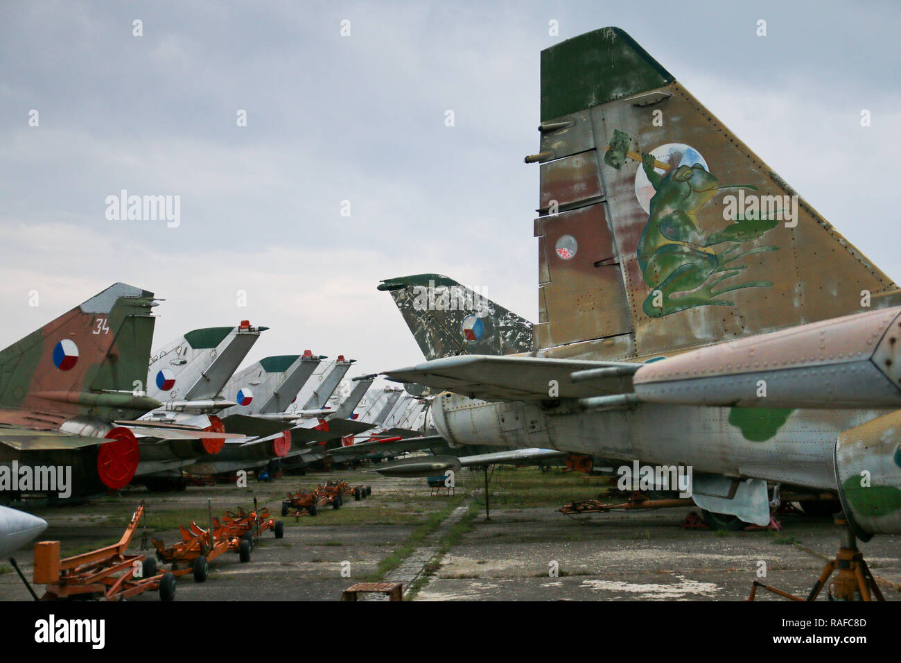 A picture from the abandoned military base full of old rusty fighter ...