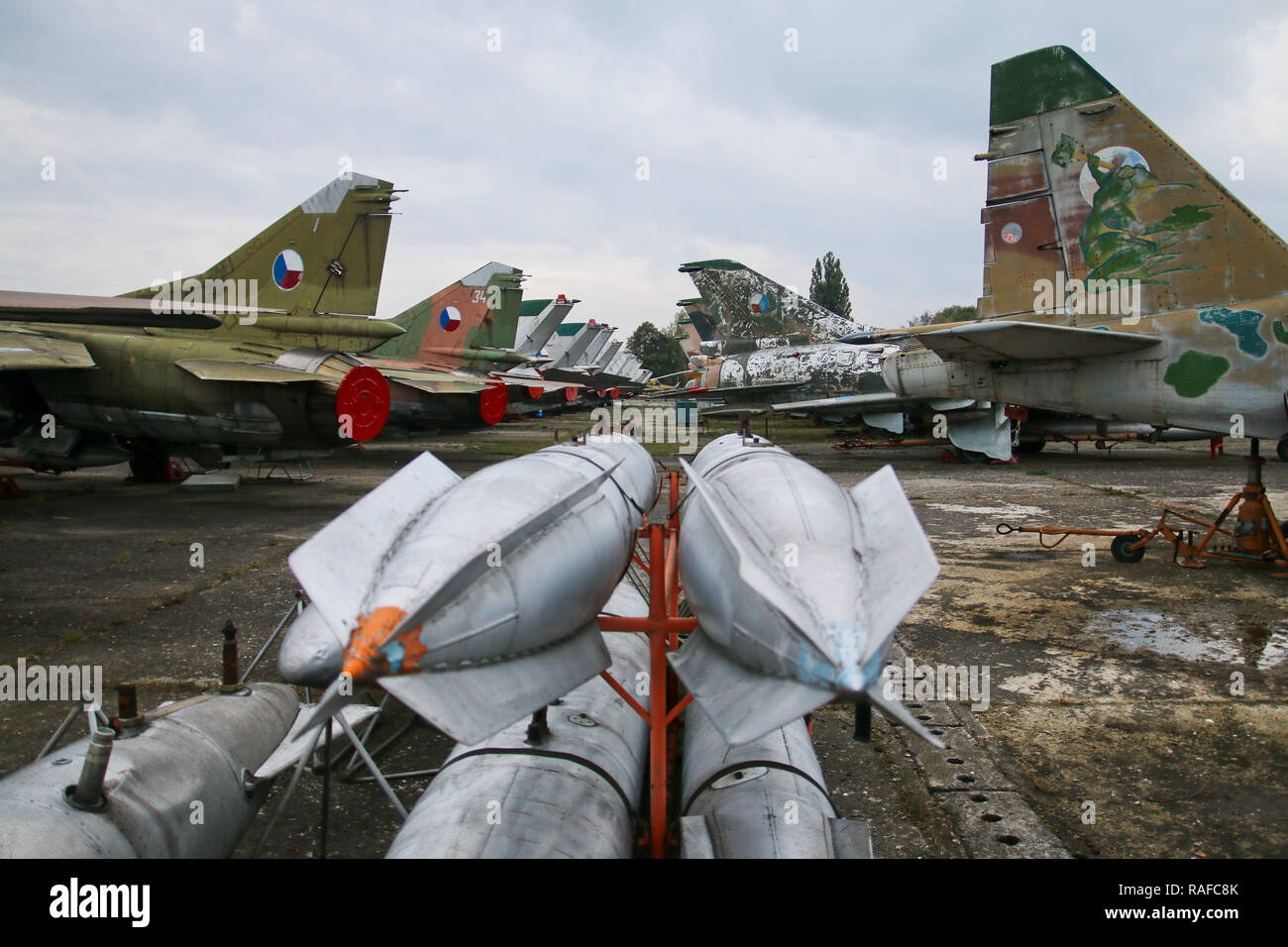 A picture from the abandoned military base full of old rusty fighter ...