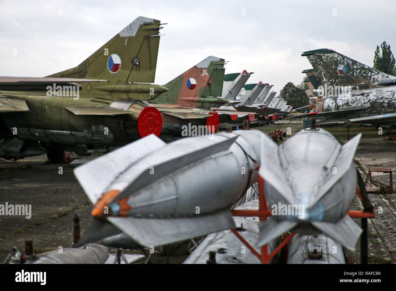 A picture from the abandoned military base full of old rusty fighter ...