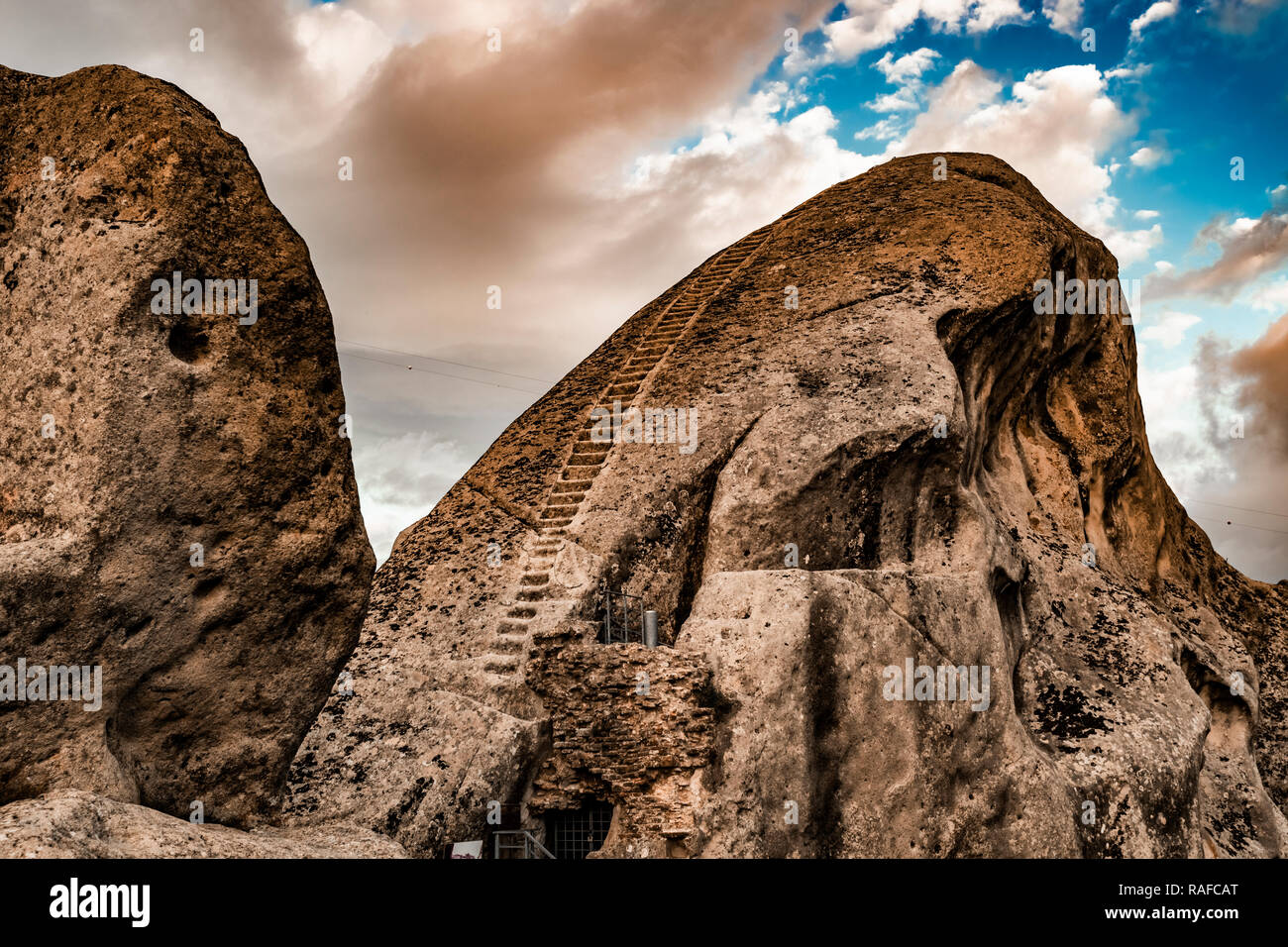 Italy Basilicata Dolomiti Lucane Castelmezzano remains of the castle ...
