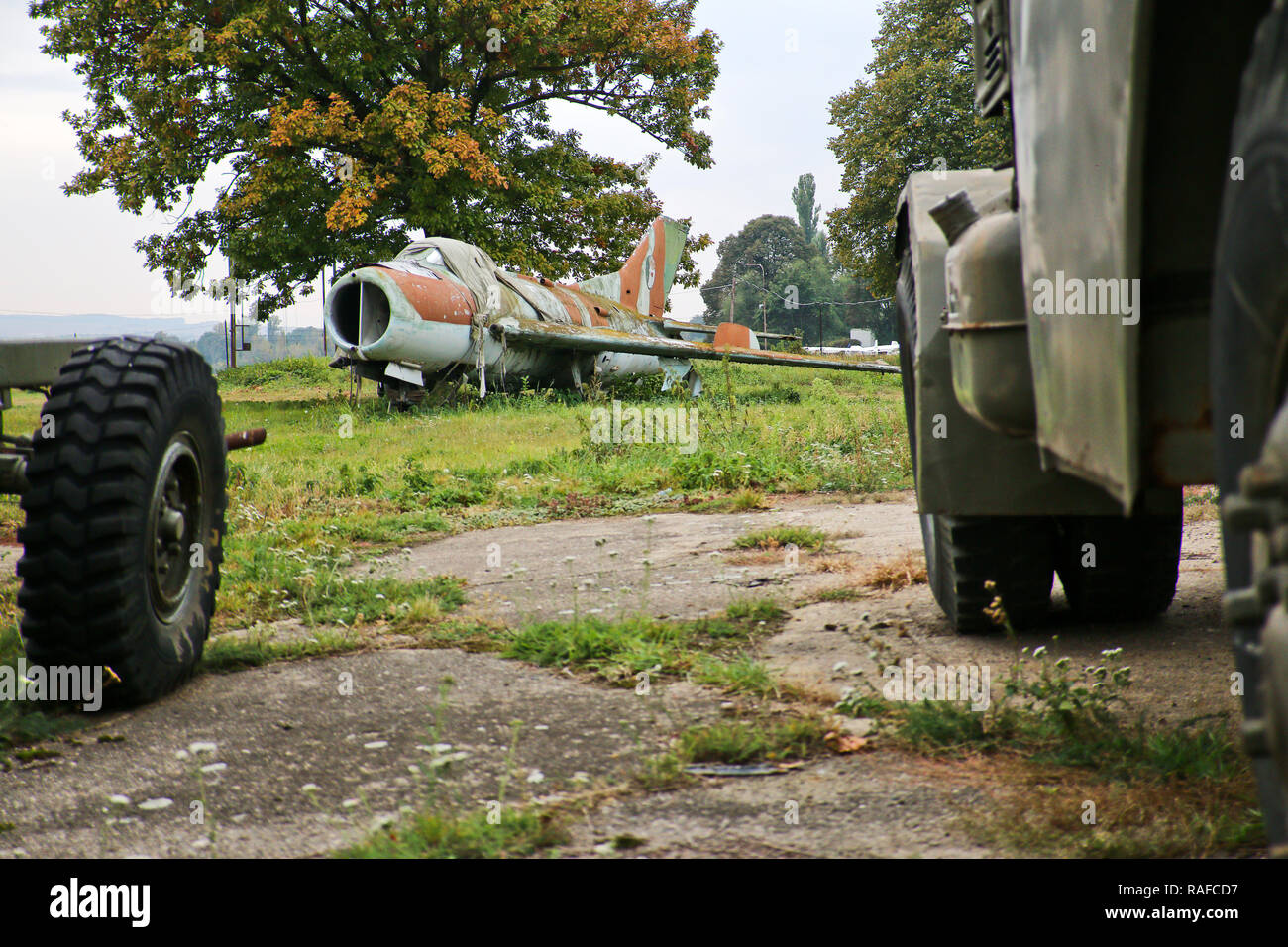 A picture from the abandoned military base full of old rusty fighter ...