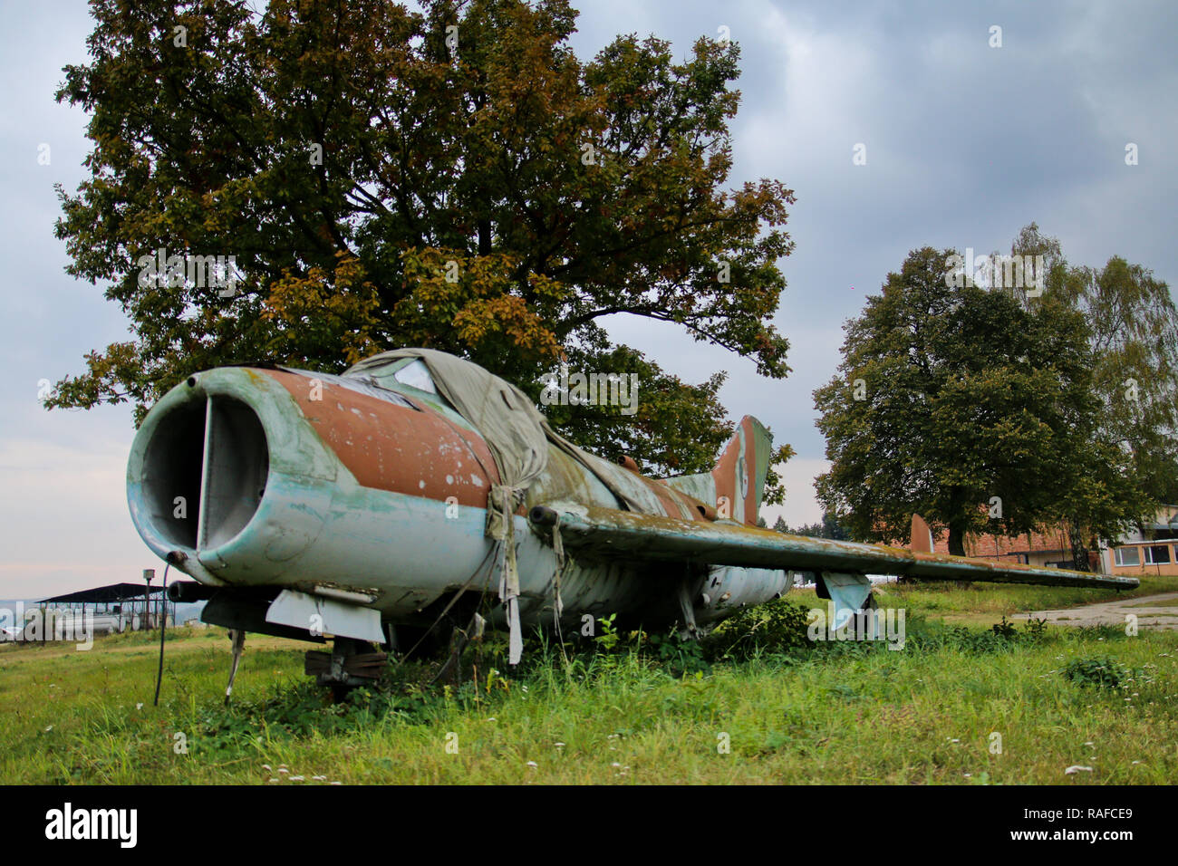 A picture from the abandoned military base full of old rusty fighter ...